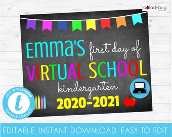 Editable First Day of Home School Kindergarten Sign. Printable | Etsy