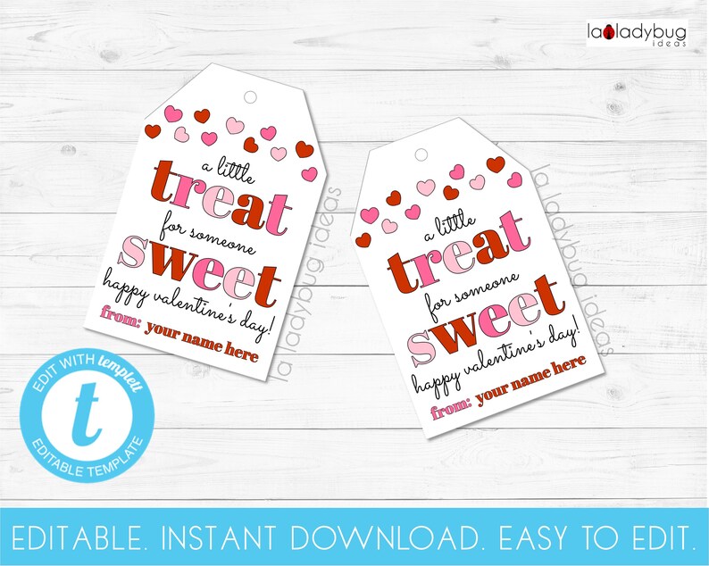 Editable Valentines Gift Tags, Printable Treat Tags (PDF) - Etsy