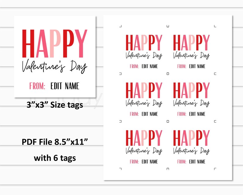 Printable Valentines Day Gift Tags. Editable Valentines Day Gift Tags ...