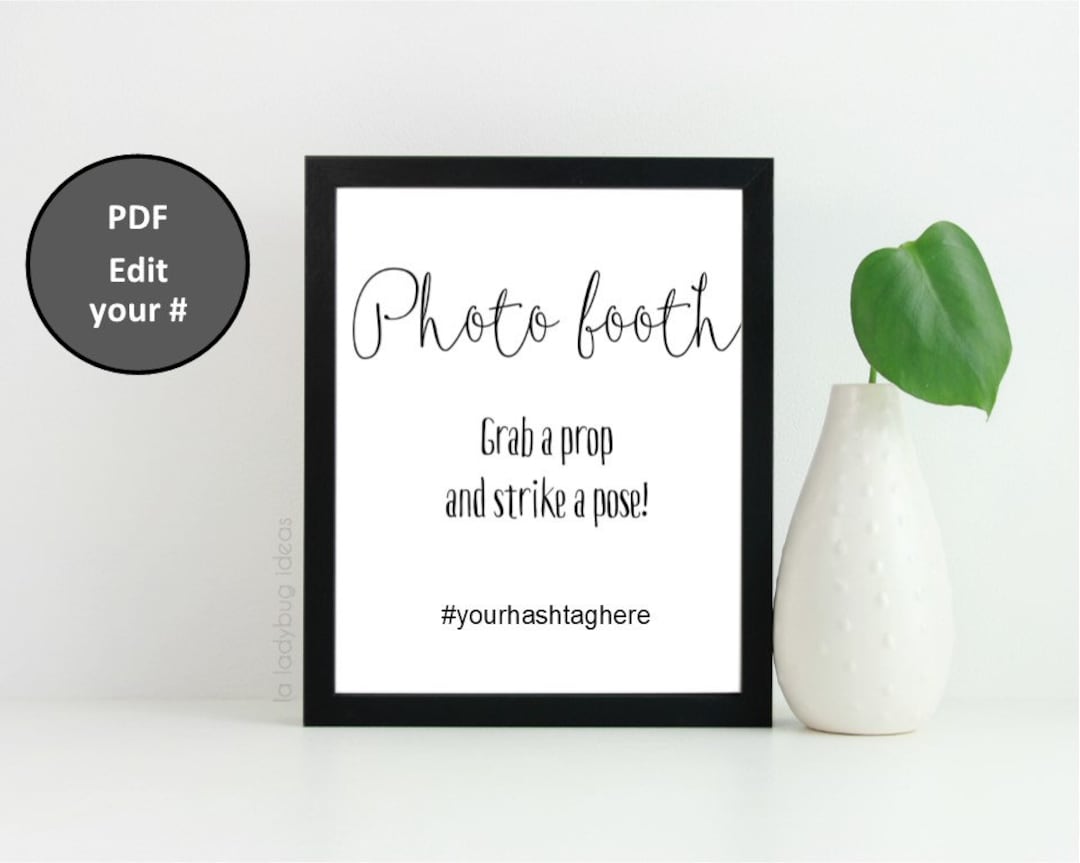 Photo Booth Prop Printable Sign Editable. Modern Wedding Sign. PDF ...