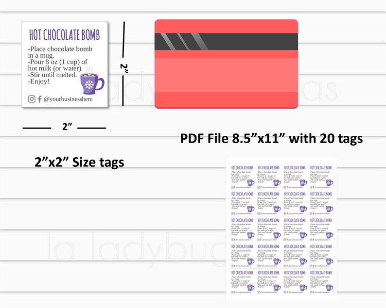 Hot Cocoa Bomb tags. Editable template. Hot chocolate bomb | Etsy