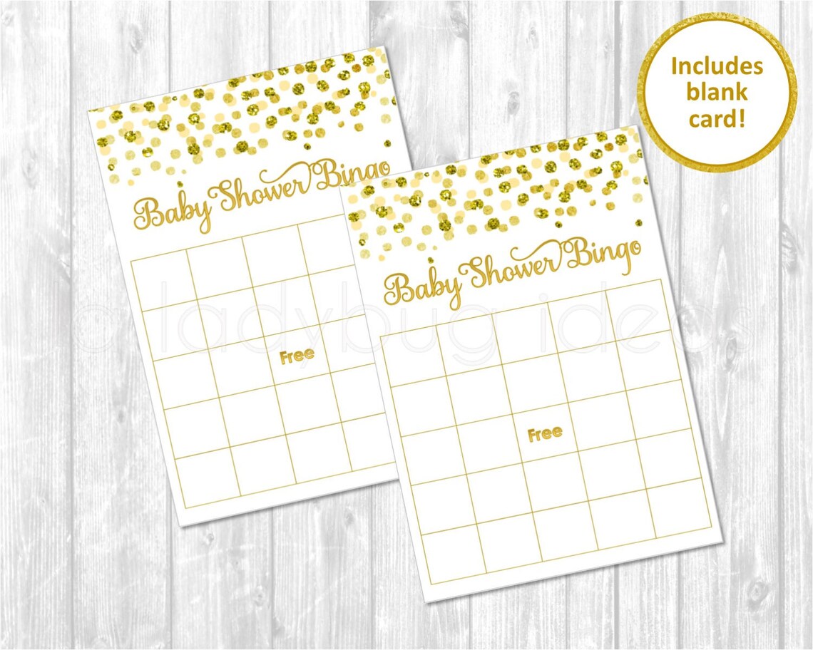Baby Shower Bingo Cards. Printable. Baby Shower Games Gold. | Etsy