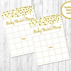 Baby Shower Bingo Cards. Printable. Baby Shower Games, Gold. Baby Bingo ...