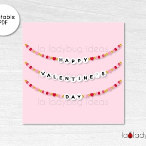 Printable Valentines Day Tag. Friendship Bracelet Tag. Valentine's Day ...