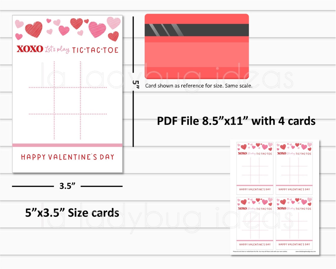 Valentine's Day Tic Tac Toe Card. Happy Valentines Day - Etsy