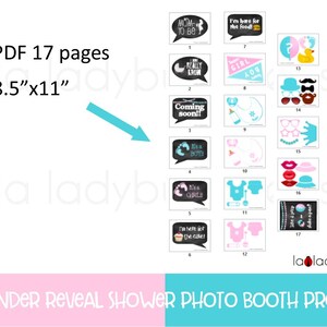Gender Reveal Baby Shower Photo Booth Props. Pink and Aqua. Printable ...