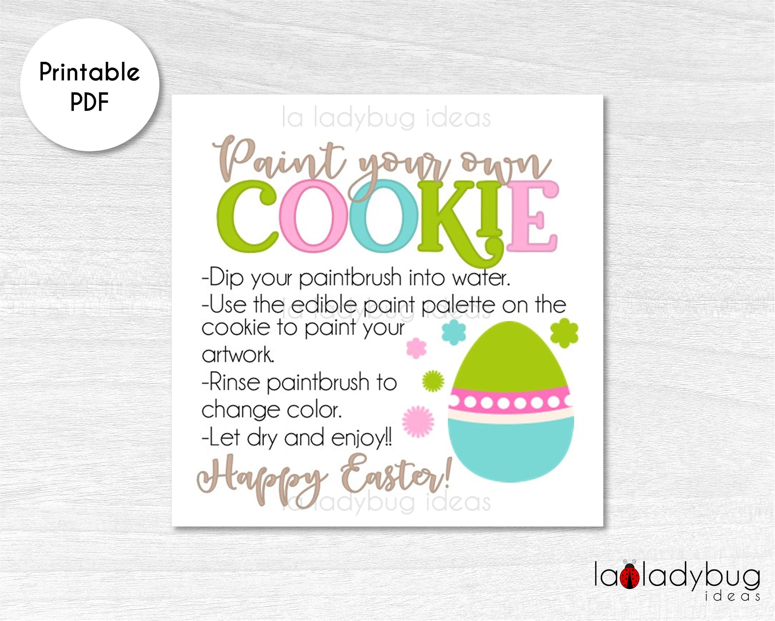 Easter PYO Cookie Tag With Instructions. Easter Tag for Paint Your Own ...