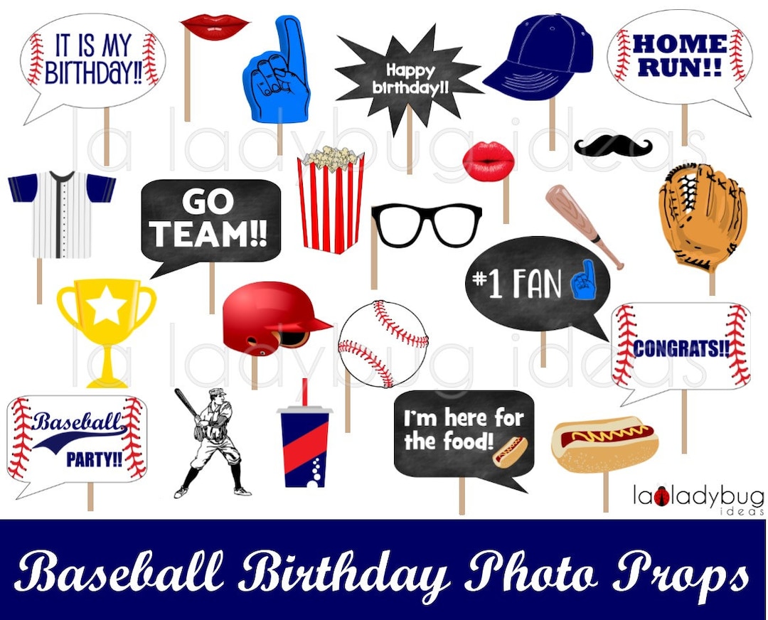 Baseball Birthday Party Photo Booth Props (PDF Digital File) - Etsy