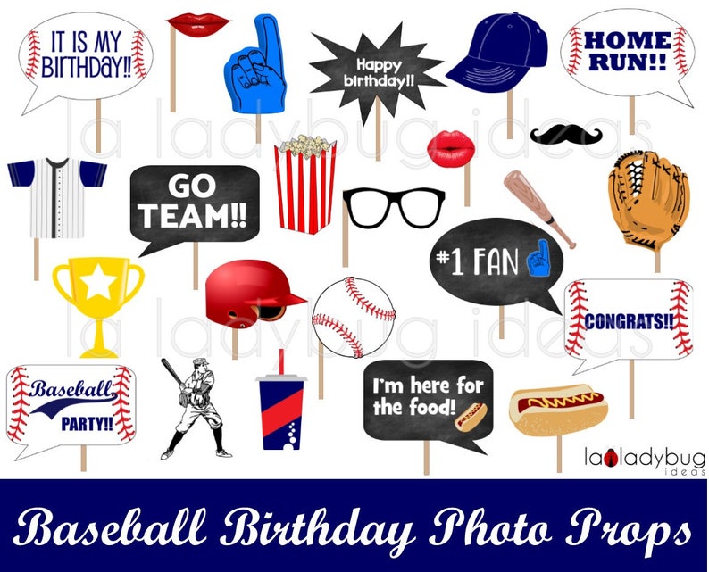 Baseball Birthday Party Photo Booth Props (PDF Digital File) - Etsy Canada