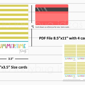 Summertime Printable Mini Cookie Card. Summer Card for Cookies. Digital ...