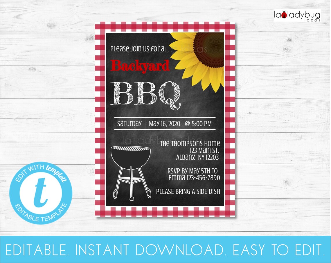 Backyard BBQ Invitation. Backyard Bbq Party Invitation. | Etsy