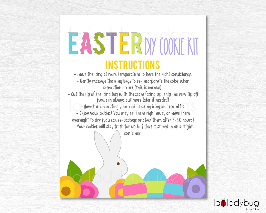 Easter DIY Cookie Kit Instructions. Easter DIY Cookie Kit Printable ...