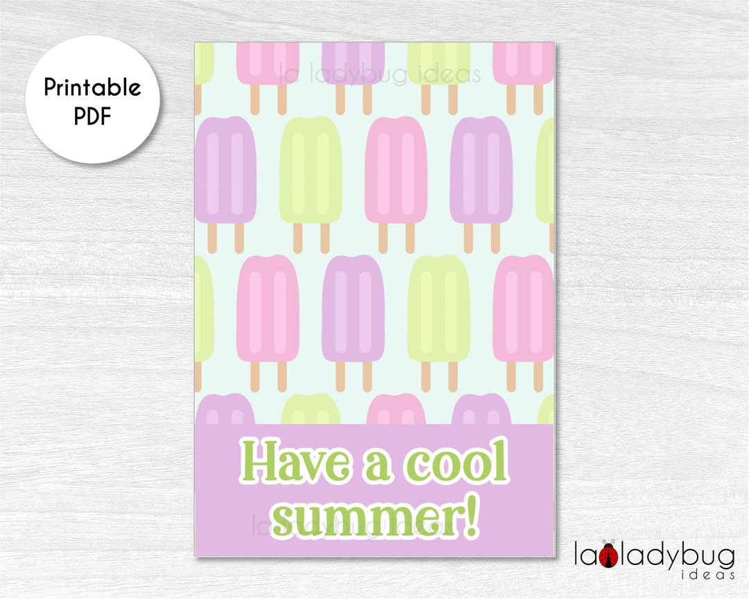 Popsicle Printable Cookie Card. Summer Card for Cookies. Digital Cookie ...