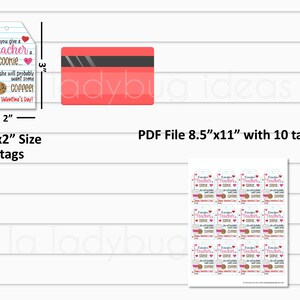 Valentines Gift Tag Teacher. Printable Teacher Gift Tags. Printable ...