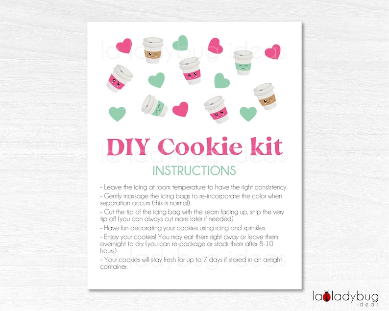 Printable Card for DIY Cookie Kit Instructions. Printable | Etsy