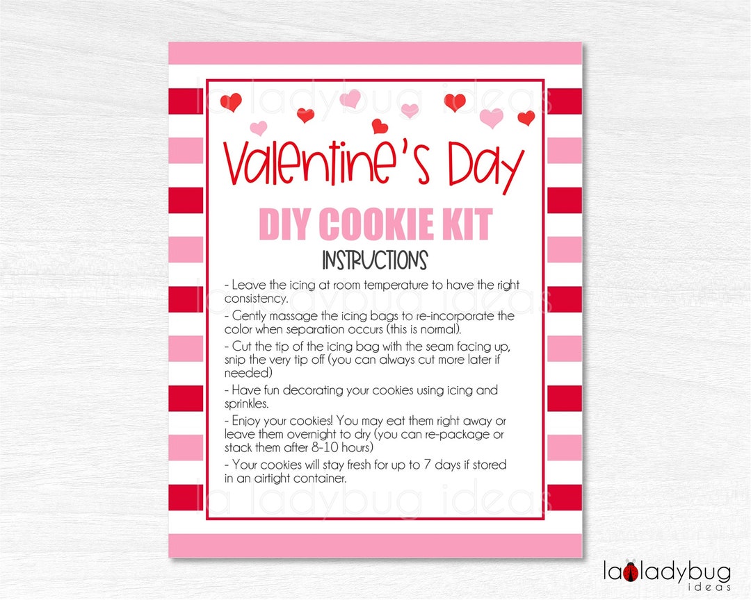 Valentine's Day DIY Cookie Kit Instructions. Valentine DIY Cookie Kit ...