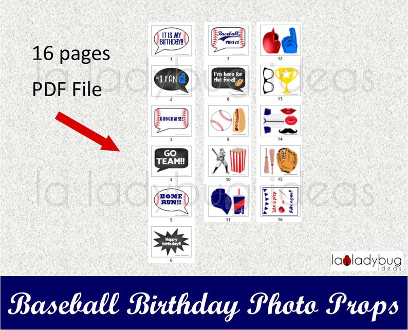 Baseball Birthday Party Photo Booth Props (PDF Digital File) - Etsy
