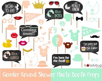 Gender Reveal Baby Photo Booth Props. Printable DIY Photo | Etsy