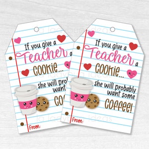 Teacher Appreciation Tag. Printable Teacher Gift Tag. Printable Cookie ...