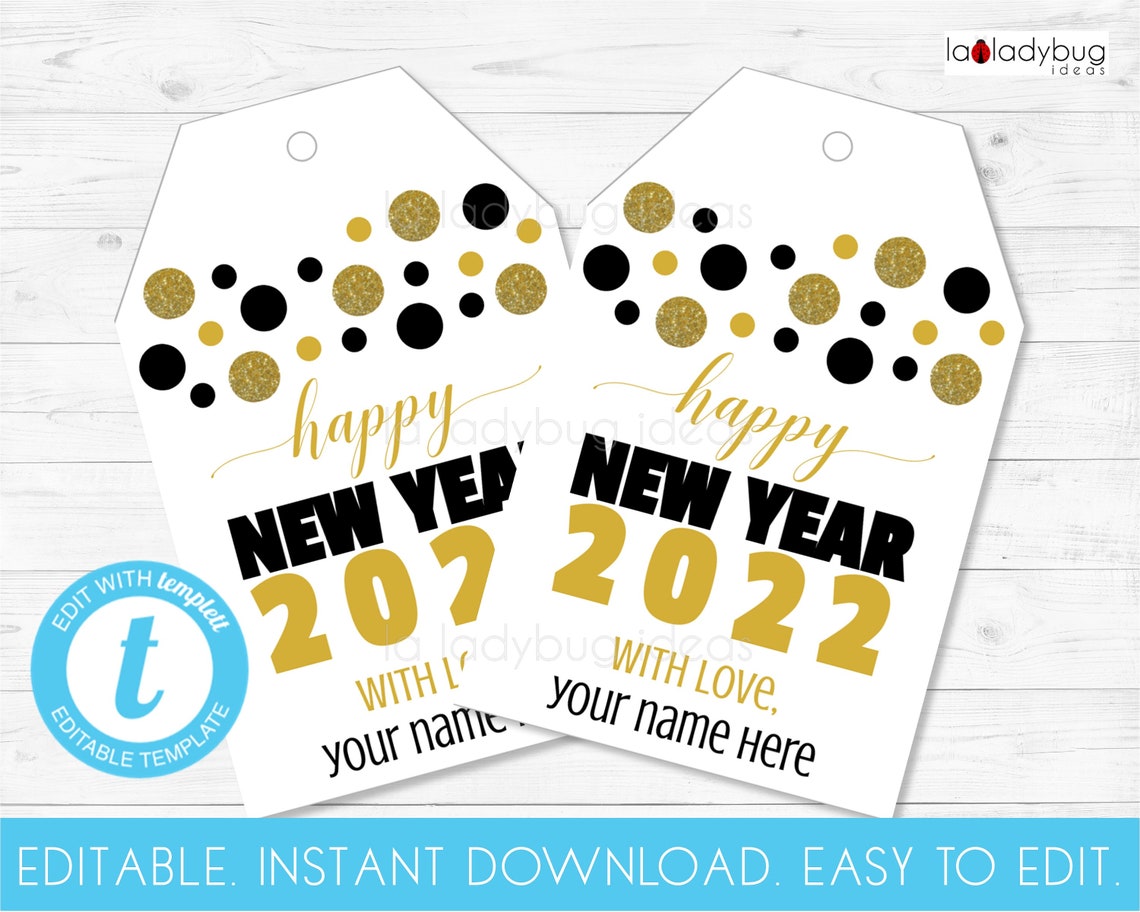 Editable New Year Gift Tags. Printable New Year Tags. Editable | Etsy