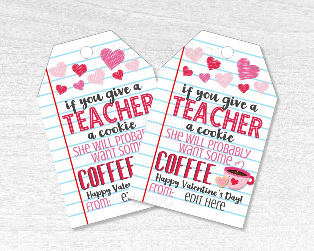 Editable Valentine's Gift Tags for Teachers (JPEG/PDF) - Etsy