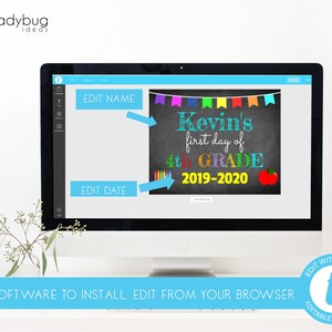 Editable First Day of 4th Grade Sign. Printable First Day of School ...