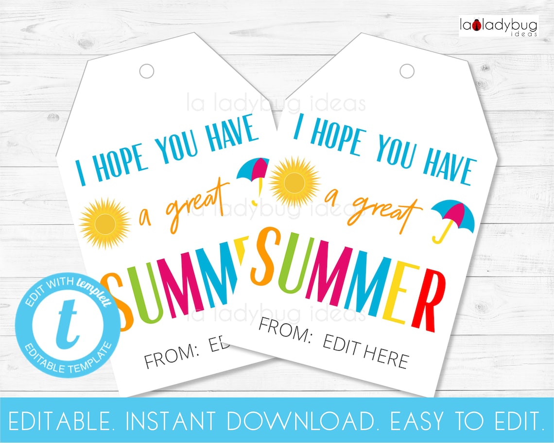 Summer Gift Tags. Editable and Printable Gift Tags for Summer. - Etsy