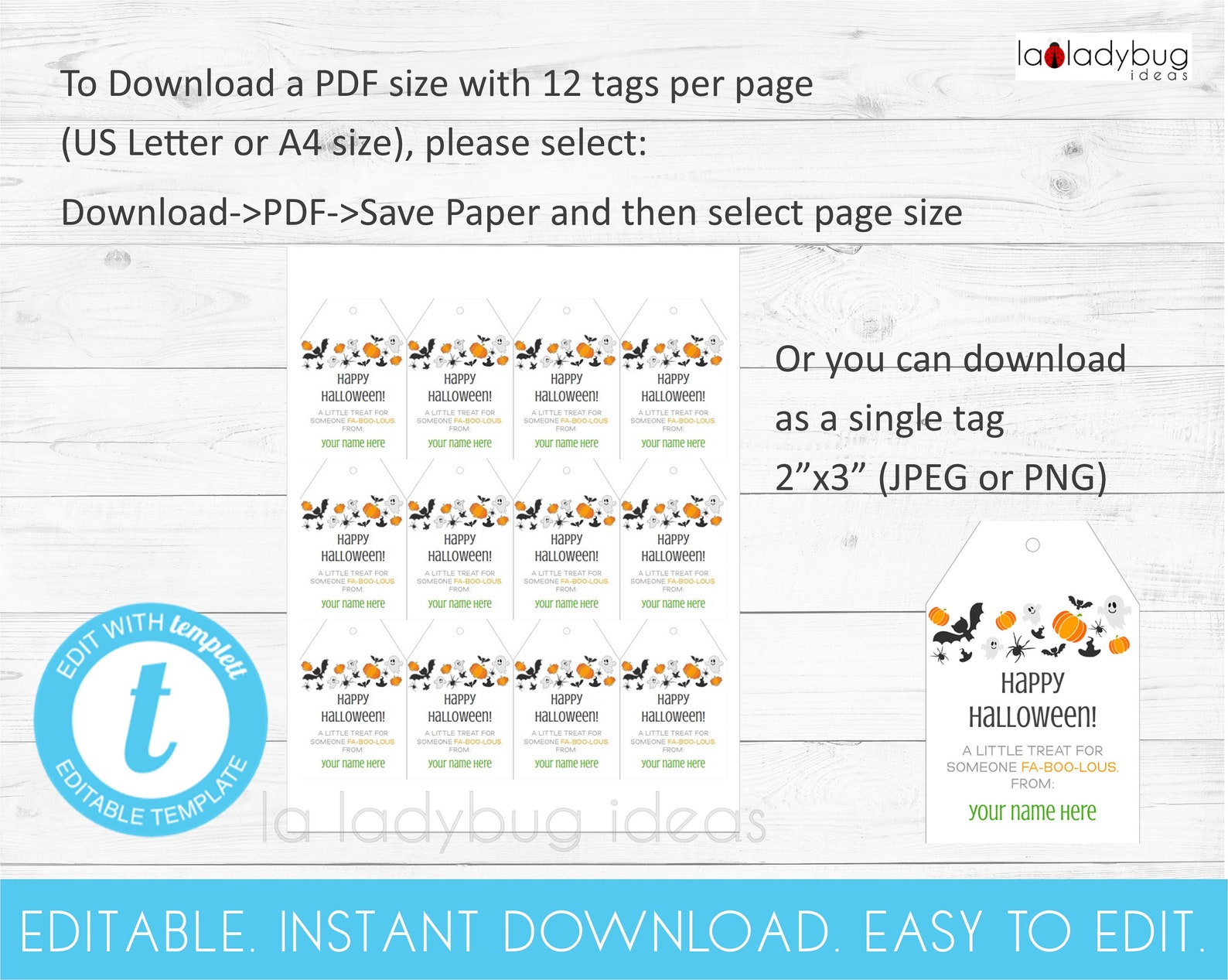 Editable Halloween Gift Tags. Printable Halloween Tags. - Etsy