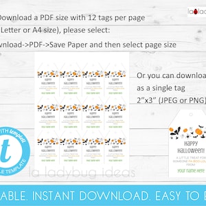 Editable Halloween Gift Tags, Printable Party Favors (PDF) - Etsy
