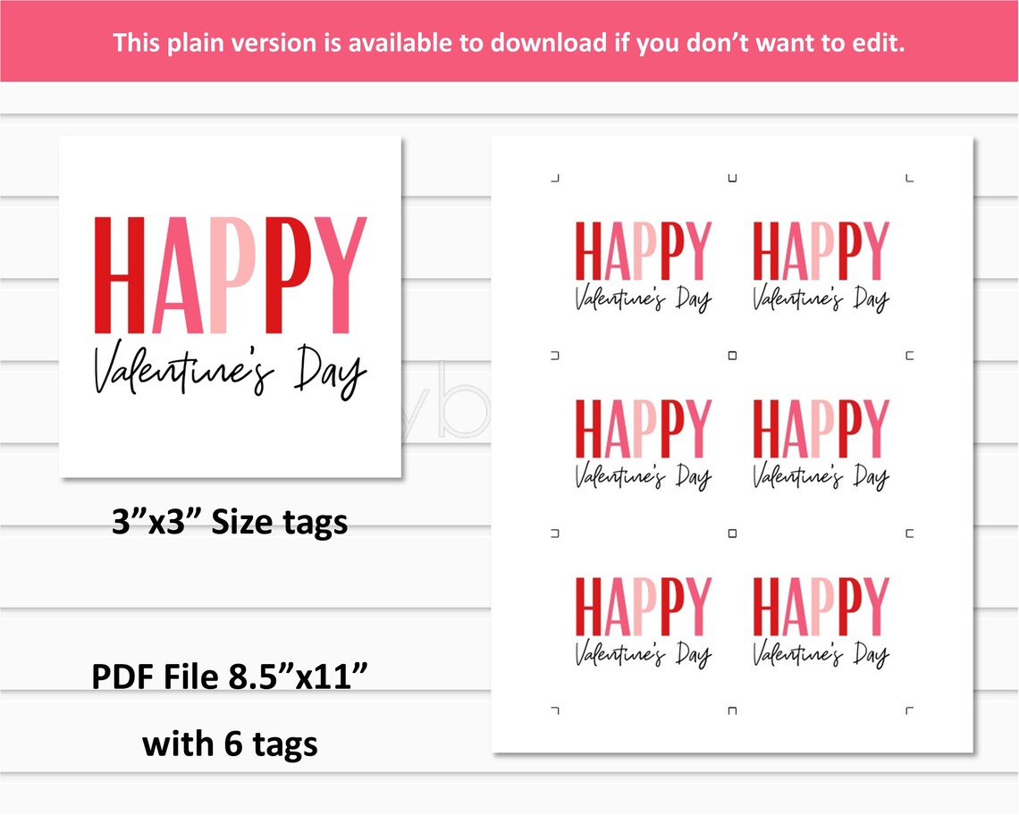 Printable Valentines Day Gift Tags. Editable Valentines Day Gift Tags ...