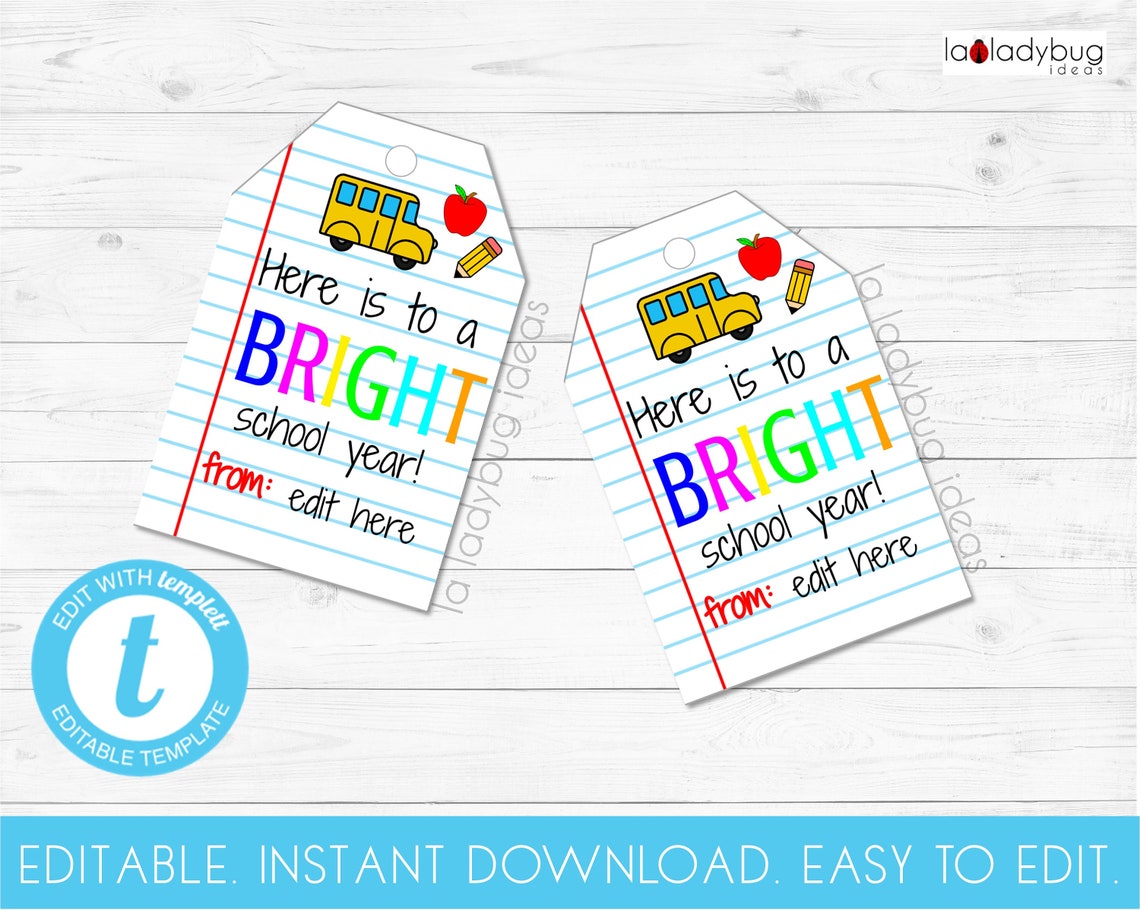 Editable Welcome Back to School Gift Tags. Back to School - Etsy