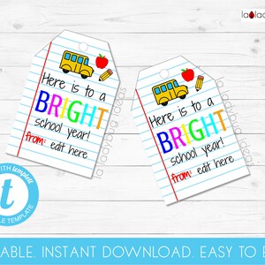 Editable Welcome Back to School Gift Tags. Back to School - Etsy