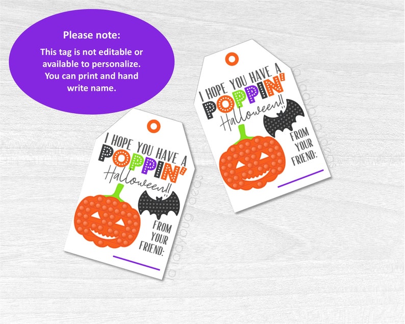 Poppin' Halloween Gift Tags, Printable PDF (instant Download) - Etsy