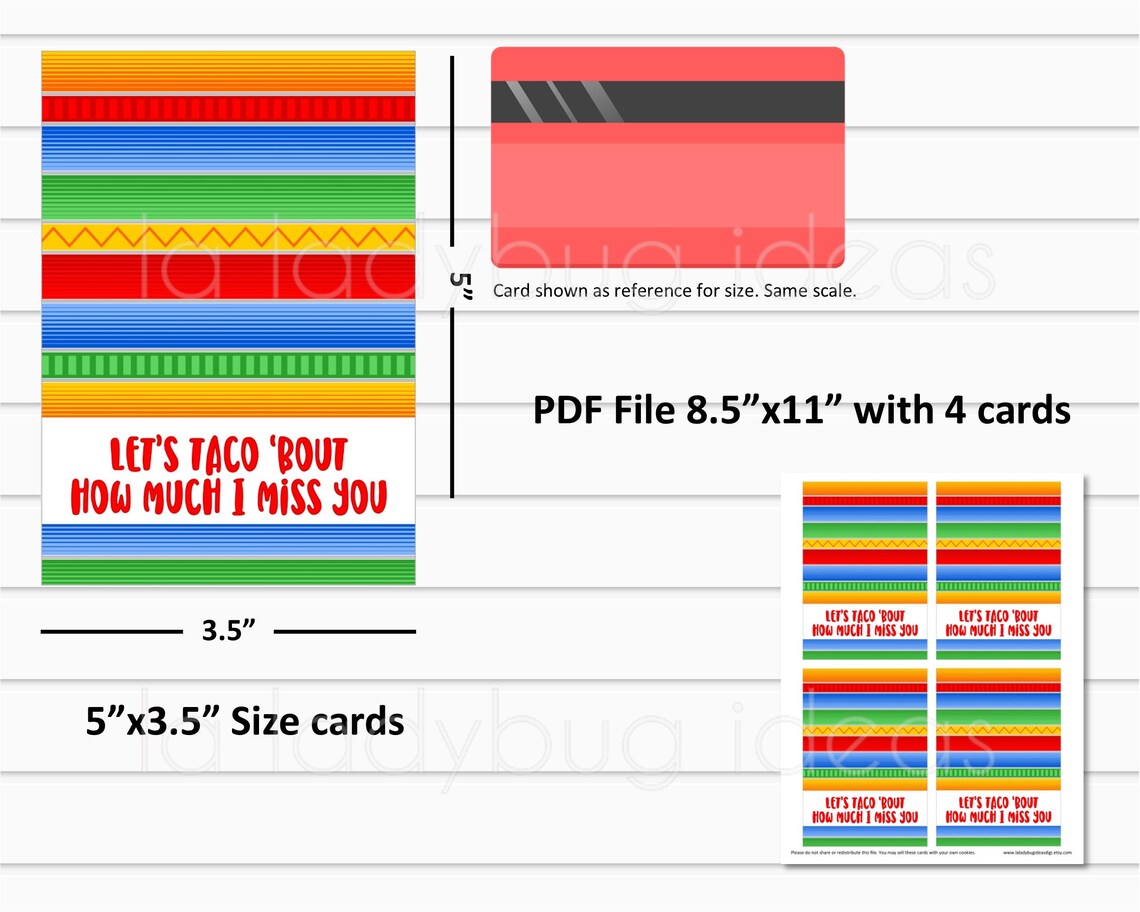 Taco Cookie Card Printable. Let's Taco Bout Card for - Etsy