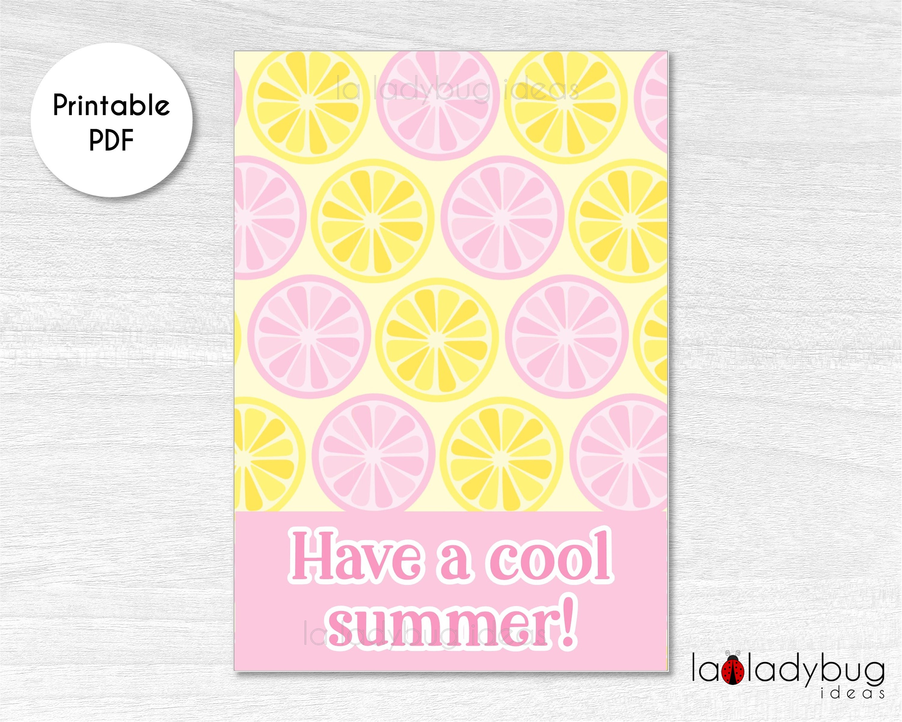 Printable Cookie Card. Summer Card for Cookies. Digital Cookie Treat ...