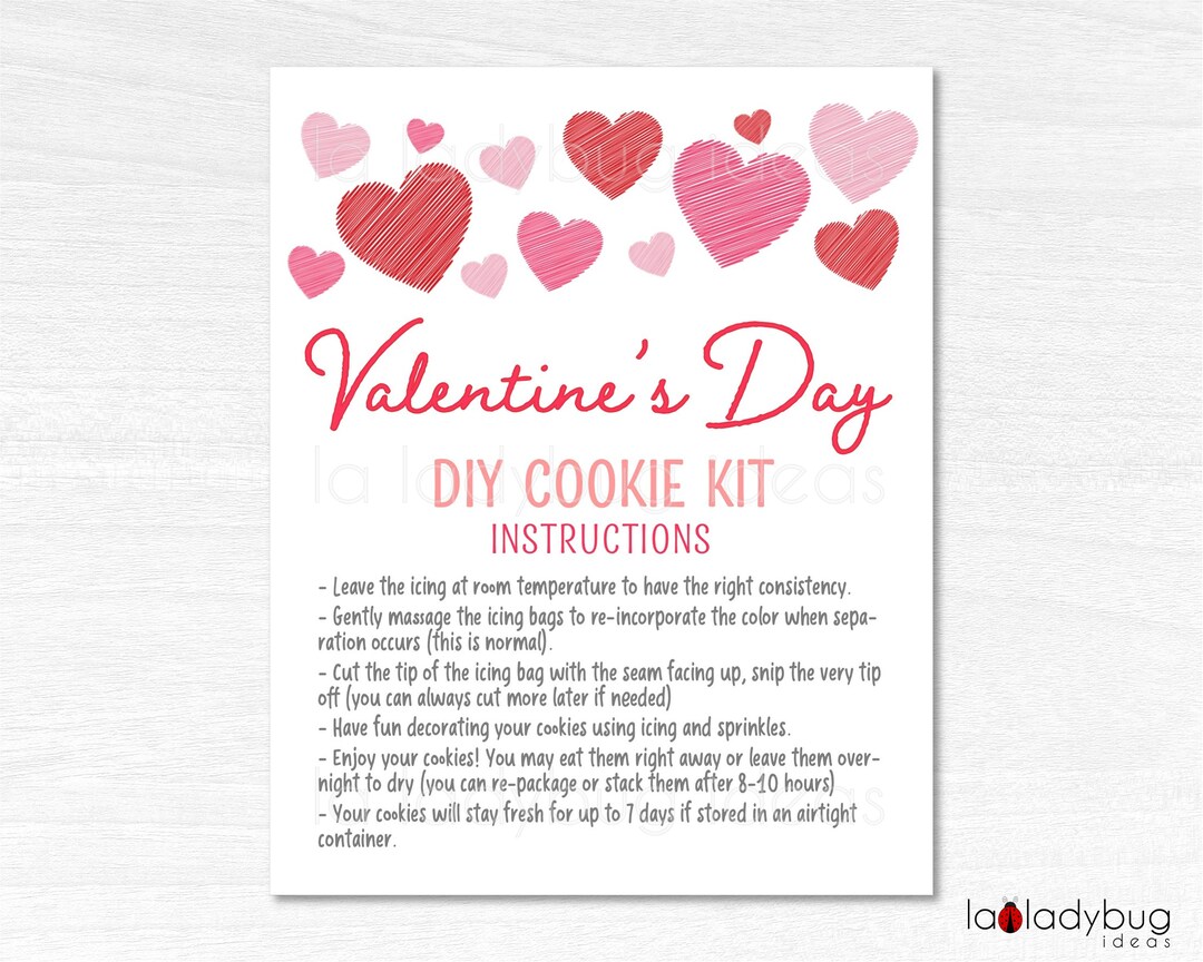 Valentine's Day DIY Cookie Kit Instructions. Valentine DIY Cookie Kit ...