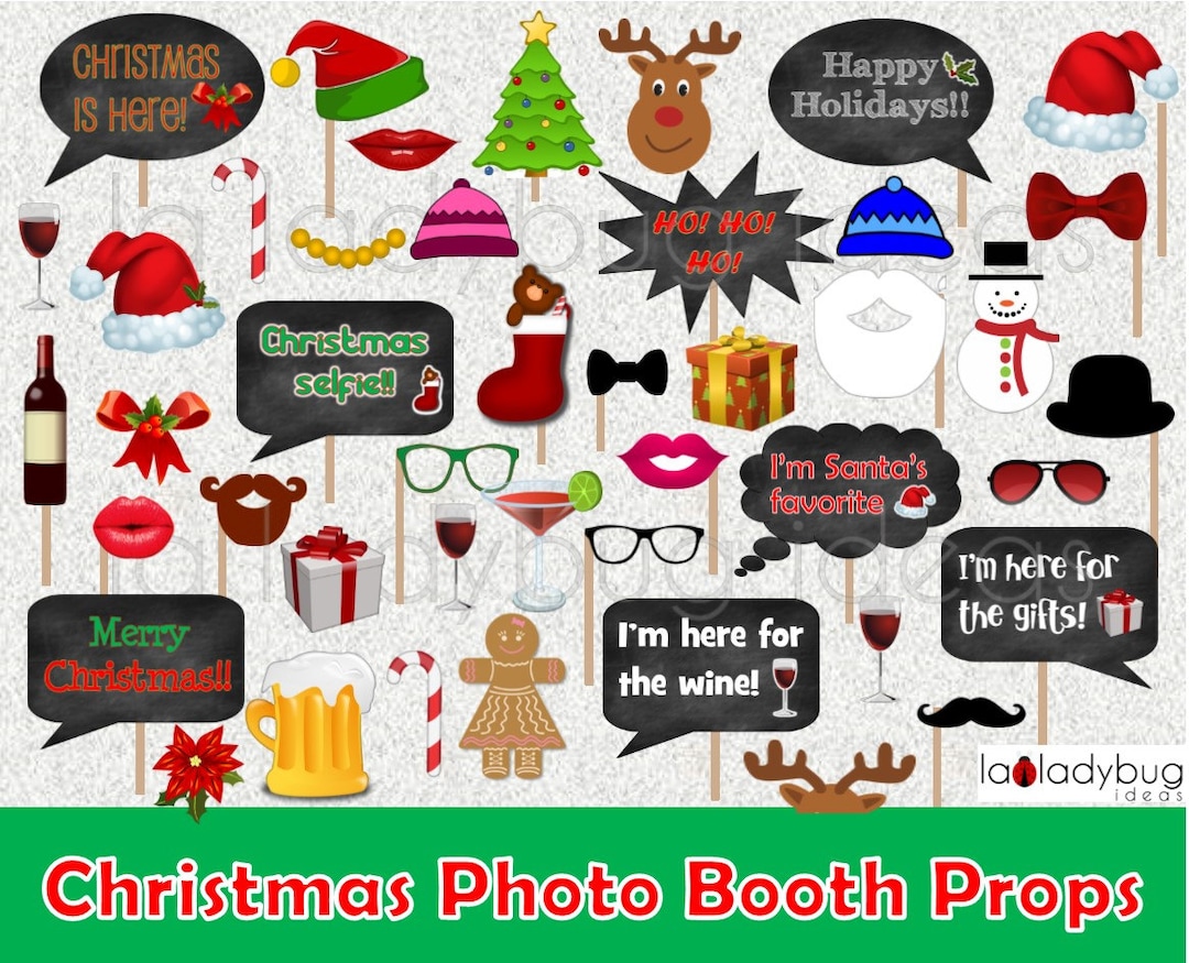 Christmas Photo Booth Props. Printable. DIY Christmas Bubble Speech for ...