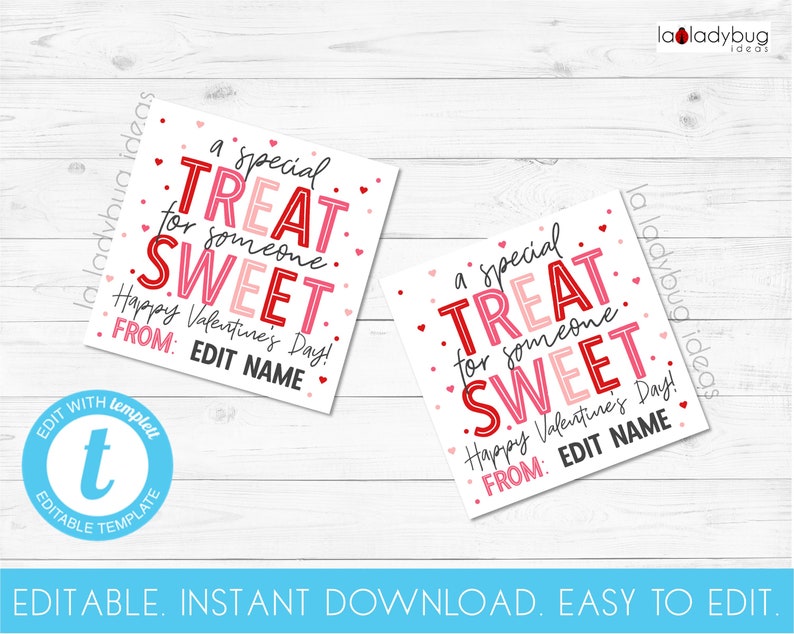 Editable Valentine's Day Gift Tags, Printable Treat Tags (PDF) - Etsy