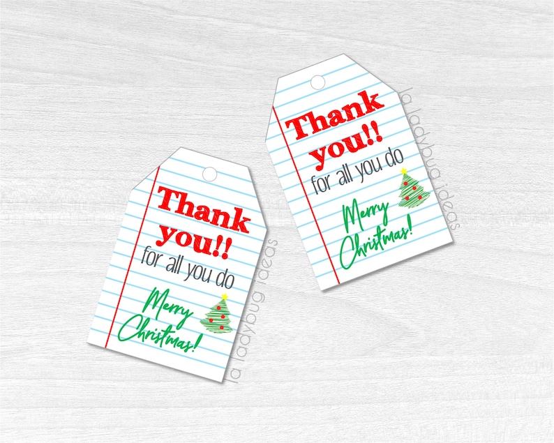 Thank You Teacher and Christmas Gift Tags. Merry Christmas - Etsy