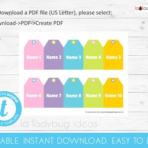 Editable Easter Name Tags. Printable Easter Basket Tags. Editable and ...