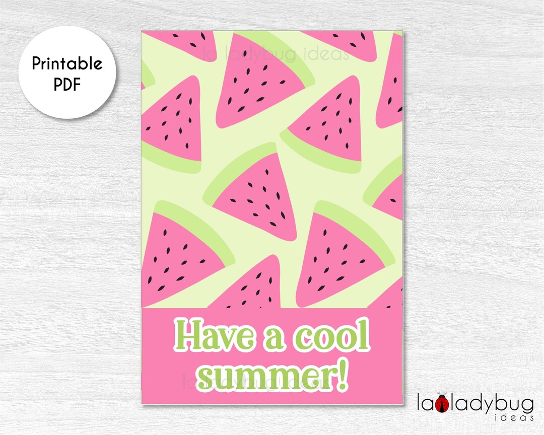 Watermelon Printable Cookie Card. Summer Card for Cookies. Digital ...