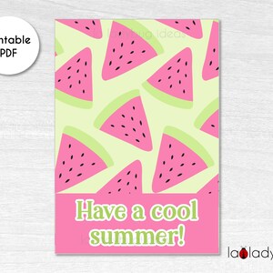 Watermelon Printable Cookie Card. Summer Card for Cookies. Digital ...