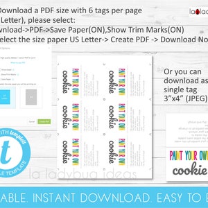 Editable Paint Your Own Cookie Bag Topper. Printable PYO Cookie Cards ...