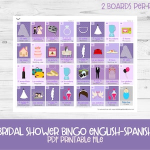 Loteria Despedida De Soltera Ingles-español Para Imprimir. Juego ...