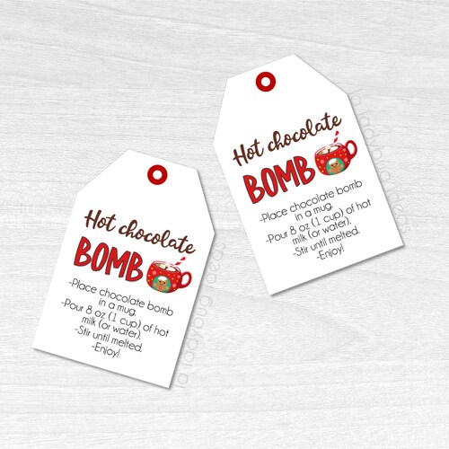 Hot Cocoa Bomb Tags. Hot Chocolate Bomb Instructions Card. - Etsy