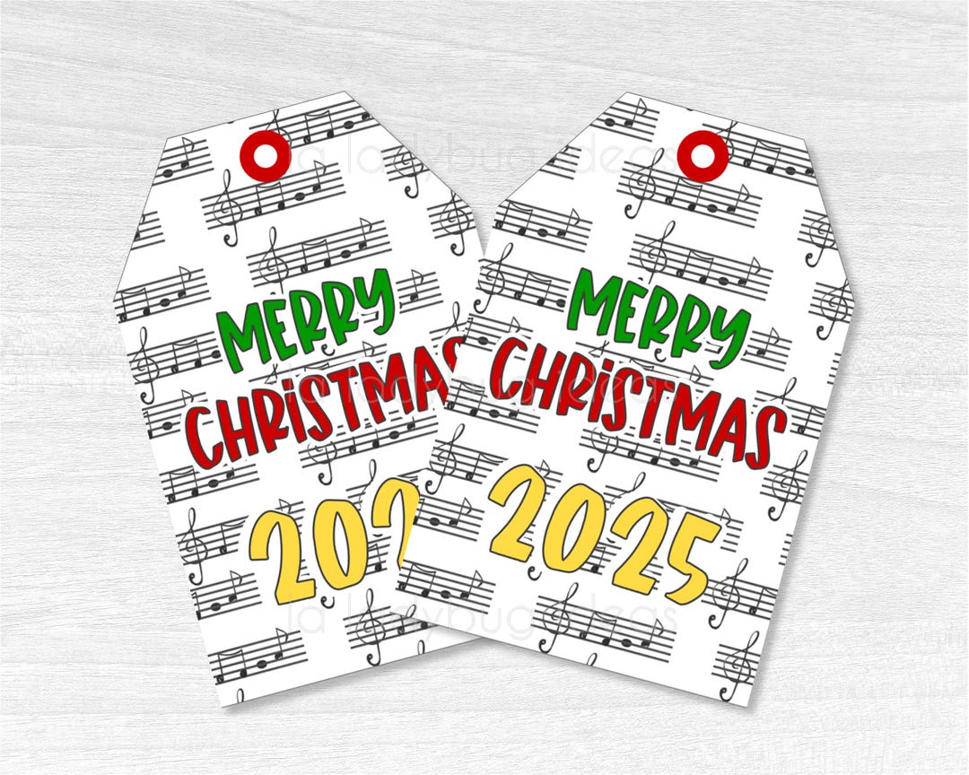 Music Christmas Gift Tags, Printable Musical Note Design (PDF Download ...