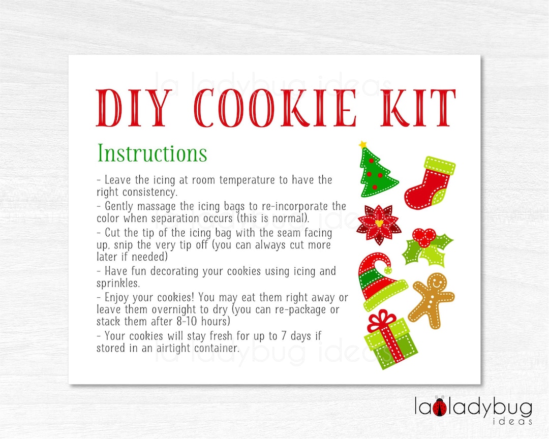 Christmas DIY Cookie Kit Instructions. Printable Instructions DIY ...