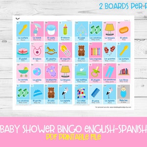 Loteria Baby Shower Gender Reveal Bingo: English-spanish (PDF) - Etsy