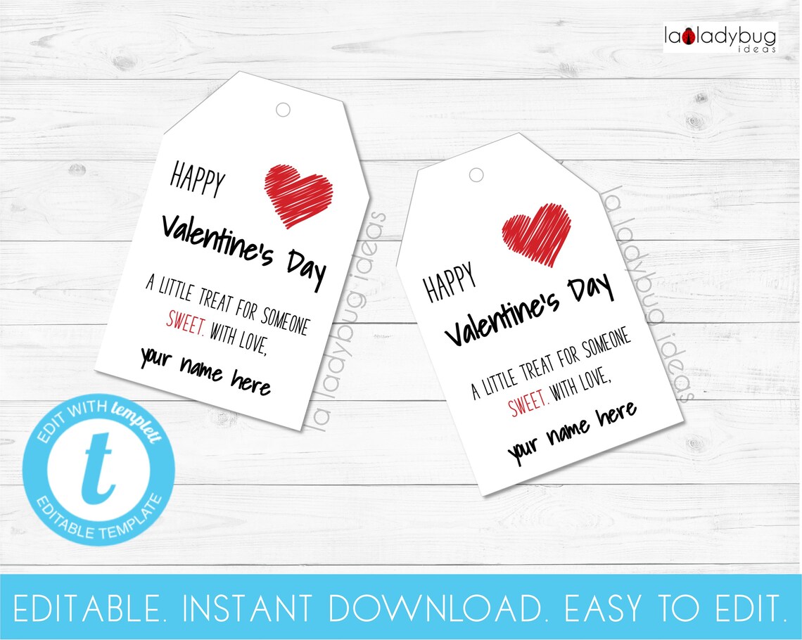 Editable Valentine's Day Gift Tags. Printable Valentines | Etsy
