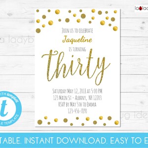 Editable Thirty Birthday Invitation. 30th Birthday Party - Etsy